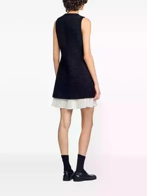 Sandro Tweed-effect Pleated-hem Mini Dress