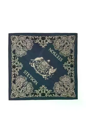 Stetson Paisley-print Logo-print Scarf - Blue