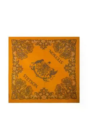 Stetson Logo-print Paisley-pattern Scarf Orange