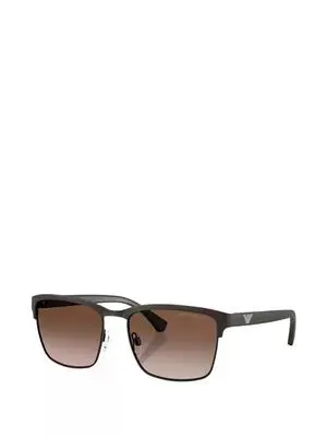 Emporio Armani Logo-plaque Rectangle-frame Sunglasses