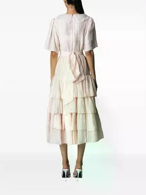 MIAU BY CLARA ROTESCU Embroidered Tiered Midi Dress