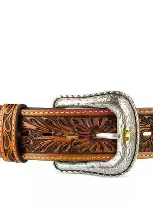 Stetson Floral-tooled Leather Belt