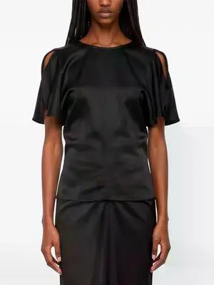 Victoria Beckham Bela Cut-out Flutter-sleeve Top - Black