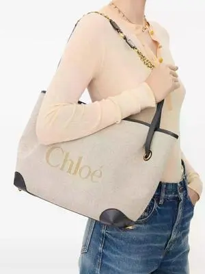 Chloé Clover Convertible Canvas Tote Bag - Neutrals