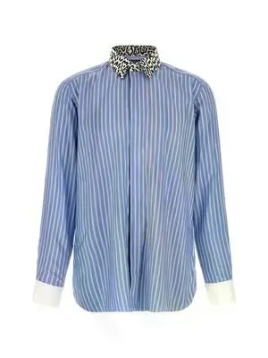 TOM FORD Animal-print Collar Striped Shirt