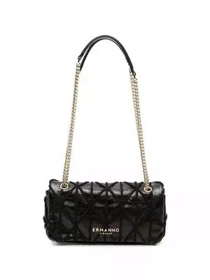 ERMANNO FIRENZE Crinkled-effect Lace-up Shoulder Bag - Black