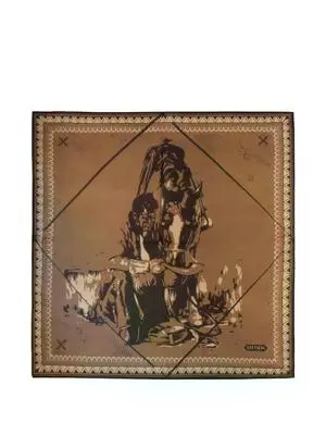 Stetson Graphic-print Cotton Scarf Brown