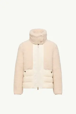 Moncler Glorieux Hooded Teddy Short Down Jacket - White