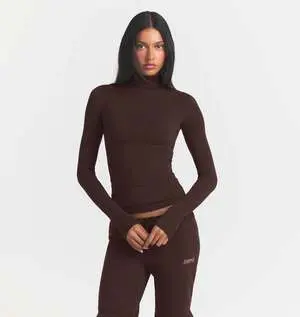 SKIMS Turtleneck Long Sleeve | Deep Neutral | | Cotton Jersey