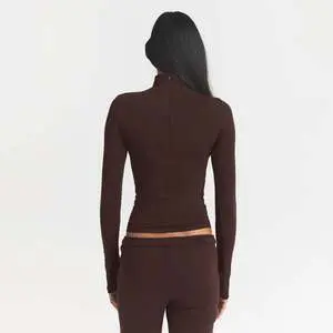 SKIMS Turtleneck Long Sleeve | Deep Neutral | | Cotton Jersey