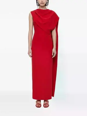 Roland Mouret Maxi Draped Asymmetric Dress