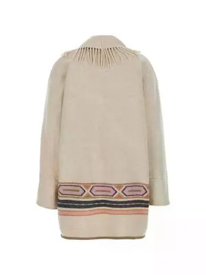 BAZAR DELUXE Fringed Geometric-pattern Cardigan