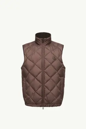 Moncler Chobe Diamond Quilted Down Vest Brown