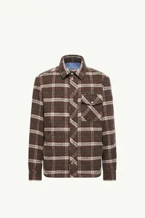 Moncler Check Wool Shirt Jacket - Brown