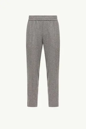 Moncler Leather Logo Flannel Pants