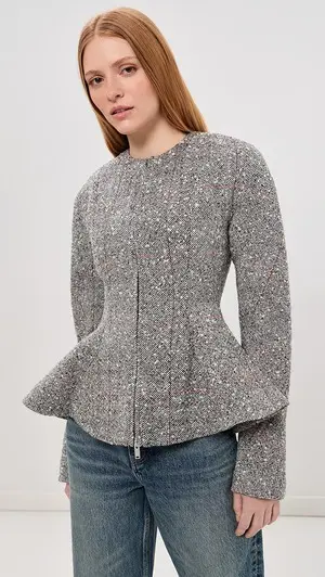 Stella McCartney Speckled Peplum Jacket - Multicolor Grey