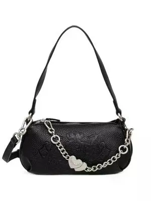 Juicy Couture Logo-embossed Heart-pendant Shoulder Bag - Black