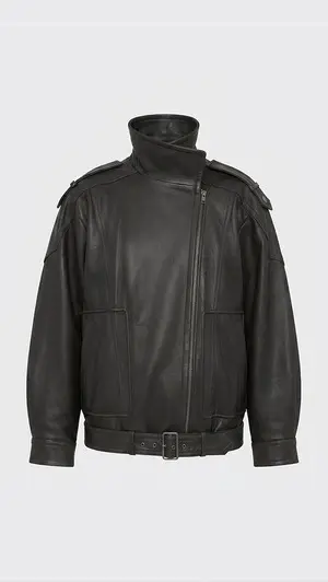 Vince Leather Oversized Biker Jacket