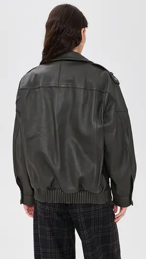 Vince Leather Oversized Biker Jacket