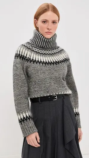 Monse Fair Isle Turtleneck Sweater - Grey Multi