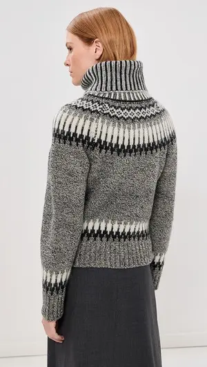 Monse Fair Isle Turtleneck Sweater - Grey Multi