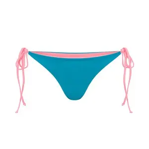 SŪNDAR SWIM The Sarno Bikini Bottom Turquoise & Coral Reversible - Blue