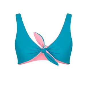 SŪNDAR SWIM The Buriganga Bikini Top Turquoise & Coral Reversible - Blue