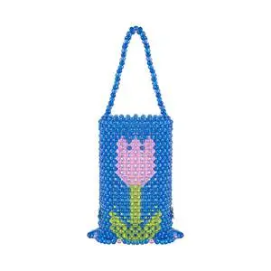 TILLIE BEADS Bloom Tulip Beaded Bucket Bag - Blue