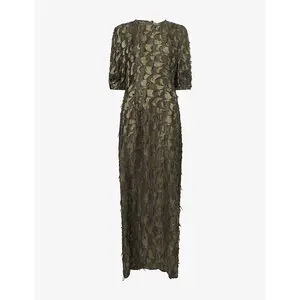 Gabriela Hearst Coretta Fil Coupé Silk-wool Maxi Dress - Olive