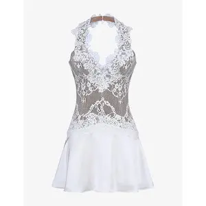 House Of Cb Nyra Halterneck Satin Mini Dress - White