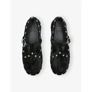 GANNI Mary Jenny Studded Velour Moccasins