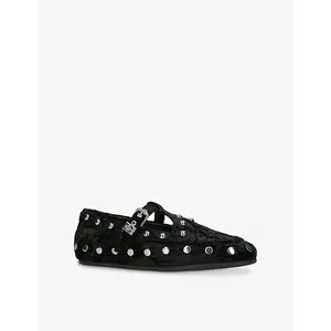 GANNI Mary Jenny Studded Velour Moccasins