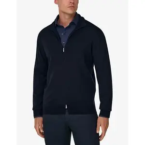 Boggi Milano Mock-neck Full-zip Merino Wool Jumper