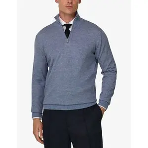 Boggi Milano Mock-neck Half-zip Merino Wool Jumper