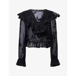Paige Akari Embroidered Silk Top - Black