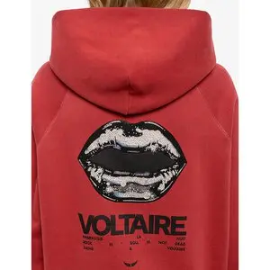 Zadig&Voltaire Georgy Rhinestone-embellished Cotton-blend Hoody - Cherry