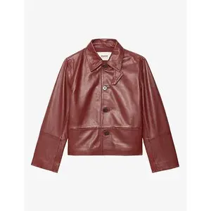 Zadig&Voltaire Lessa Collared Leather Jacket - Cherry