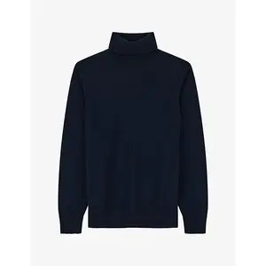 Boggi Milano Turtleneck Regular-fit Merino Wool Jumper - Navy Blue
