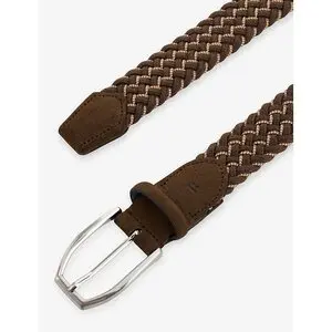 Boggi Milano Suede-trim Woven Wool-blend Belt