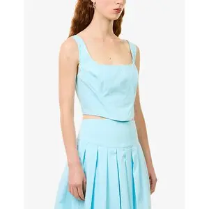 Simkhai Clio Cropped Cotton-blend Top