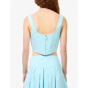 Simkhai Clio Cropped Cotton-blend Top
