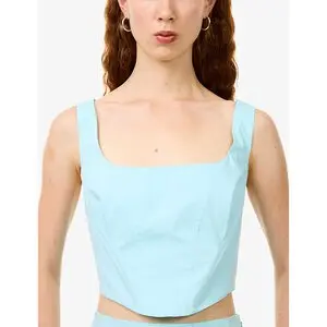 Simkhai Clio Cropped Cotton-blend Top