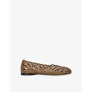 Loewe Petal Anagram Leather Ballet Flats - Tan