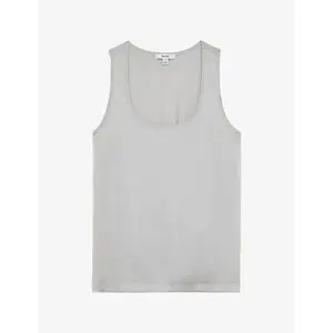 REISS Ruby Scoop-neck Satin Vest Top - Grey