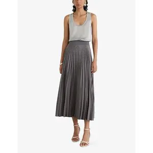 REISS Ruby Scoop-neck Satin Vest Top - Grey