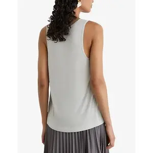 REISS Ruby Scoop-neck Satin Vest Top - Grey