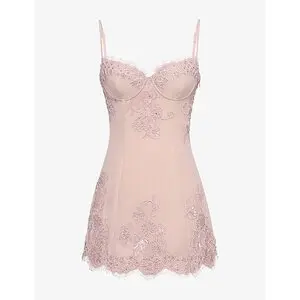 House Of Cb Soraya Lace-trim Satin Mini Dress - Blush
