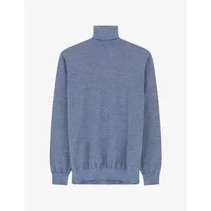 Boggi Milano Turtleneck Regular-fit Merino Wool Jumper - Light Blue