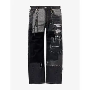 Junya Watanabe Selvedge Patchwork Cropped Denim Jeans - Black X Mix
