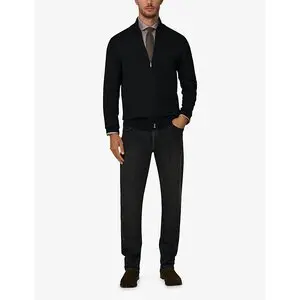 Boggi Milano Mock-neck Full-zip Merino Wool Jumper Xxl